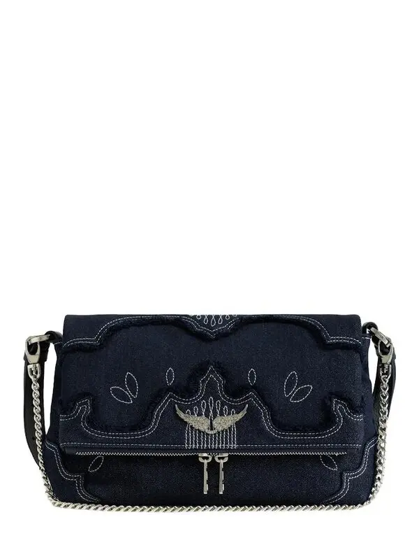Zadig&Voltaire Rocky Ii Denim Bag With Chain Strap - Silent