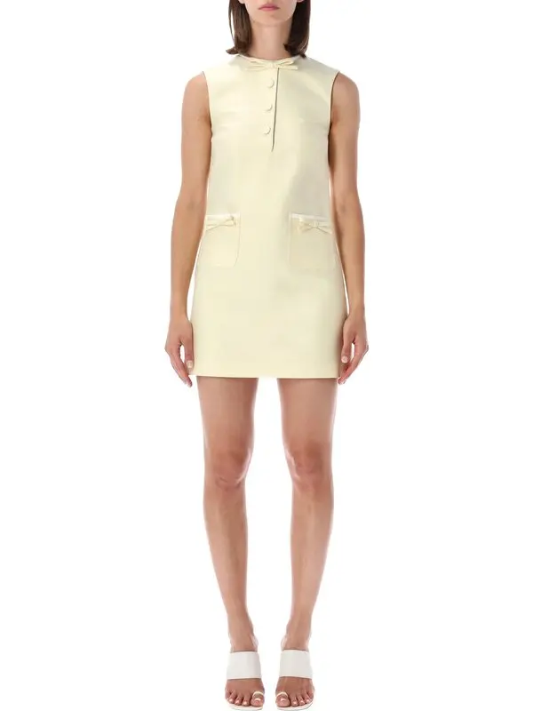 SELF-PORTRAIT Sleeveless Mini Dress With Bow Detail - Giallo
