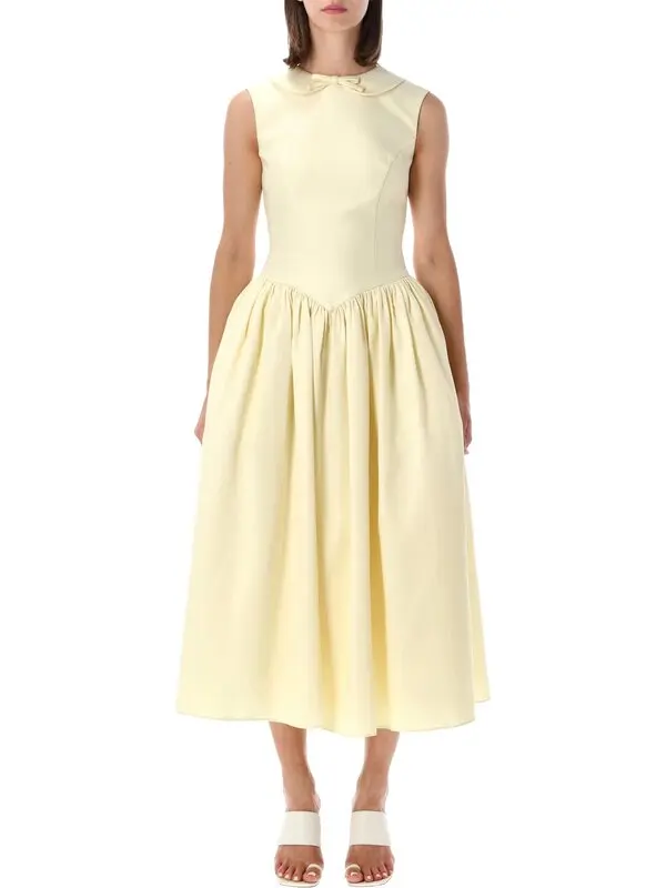 SELF-PORTRAIT Midi Dress With Bow Detail - Giallo