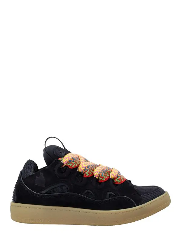 LANVIN Curb Sneaker With Quilted Tongue And Herringbone Detailing - Nero