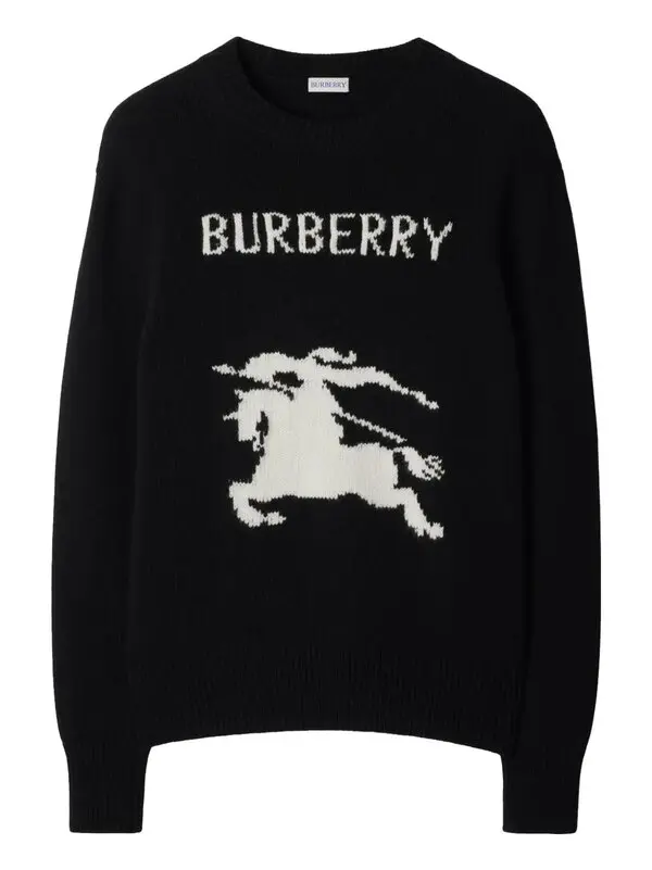 Burberry Knitwear Sweater With Equestrian Knight Design - Black