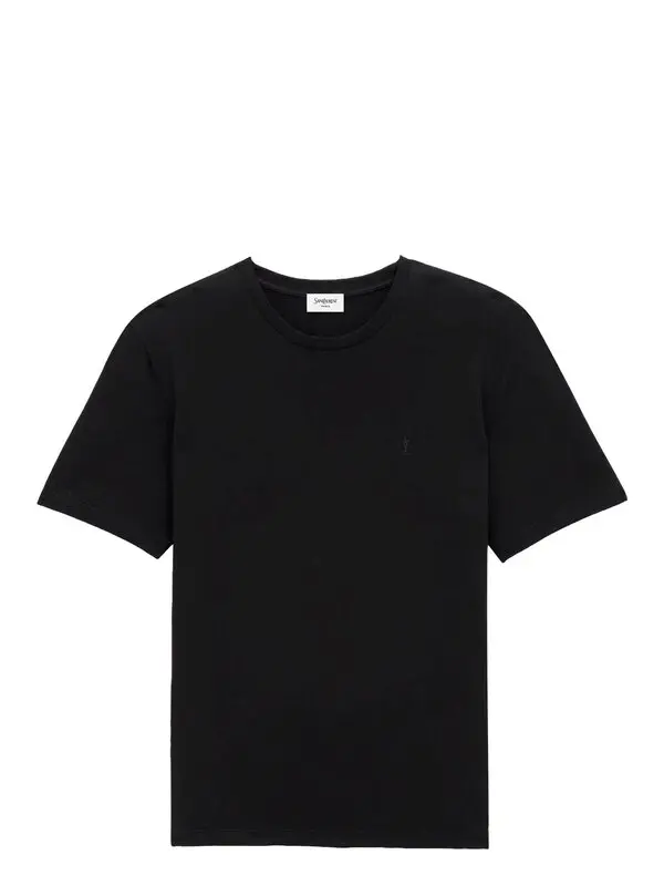 Saint Laurent Cassandre T-shirt In Piqu - Black