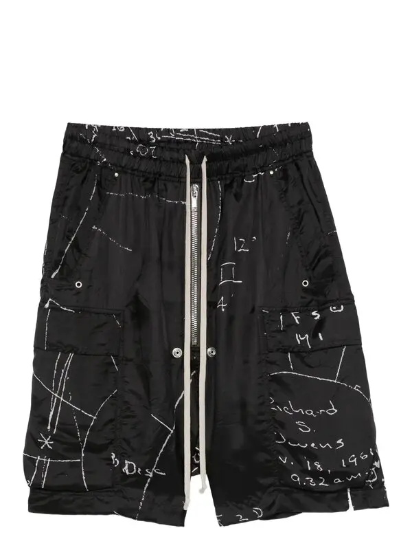 Rick Owens Knee-length Drawstring Cargo Shorts With Zip Fly - Nero