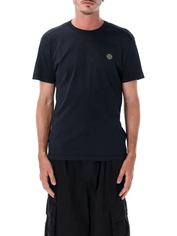 Stone Island Slim Fit Cotton T-shirt With Logo Patch - Blu