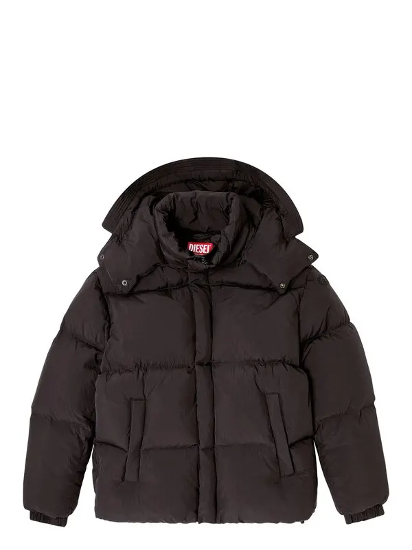 DIESEL® Hooded Quilted Puffer Jacket - Nero