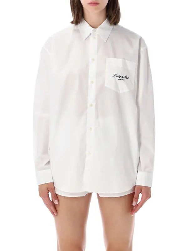 SPORTY & RICH Oversized Cotton Poplin Shirt - Bianco