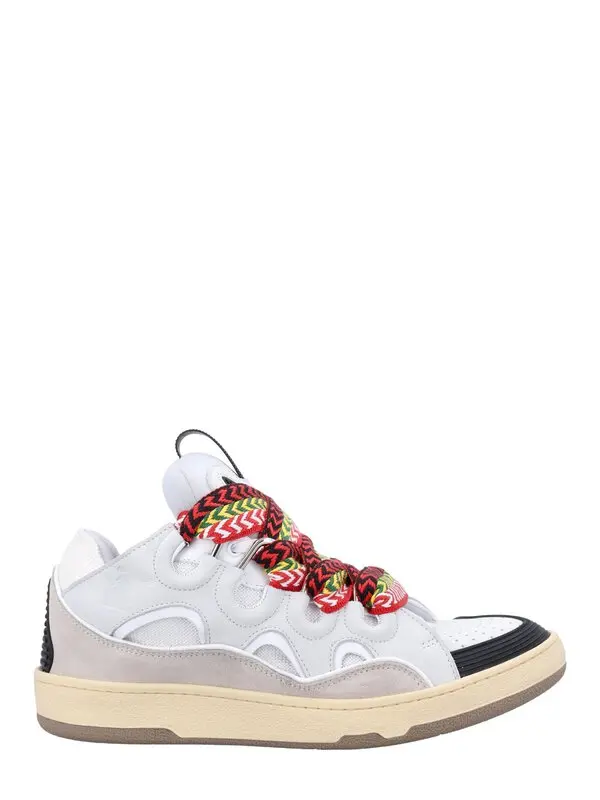 LANVIN Curb Sneaker With Quilted Tongue And Herringbone Detailing - Bianco