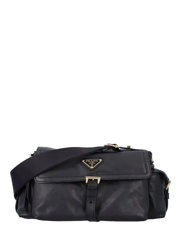 Prada Medium Leather Shoulder Bag - Nero