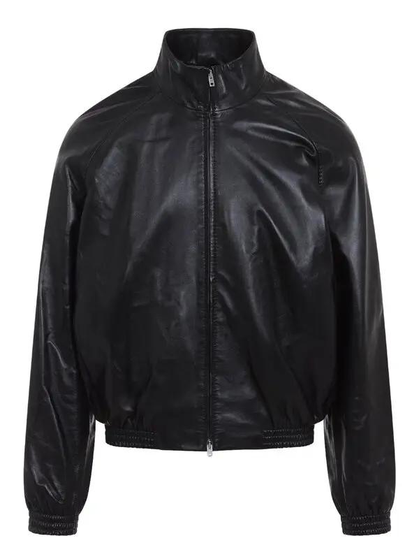 Acne Studios Lethestanether Lamb Leather Bomber Jacket - Black