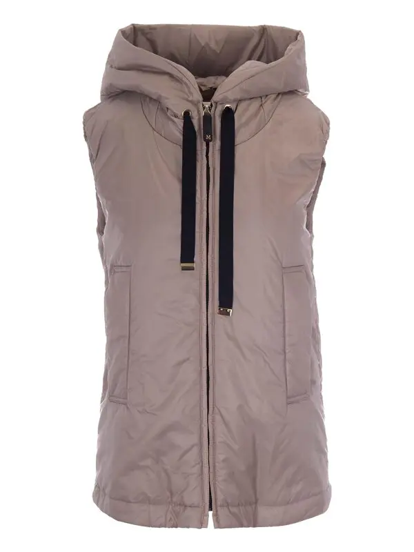 Max Mara Hooded Padded Quilted Vest - Beige