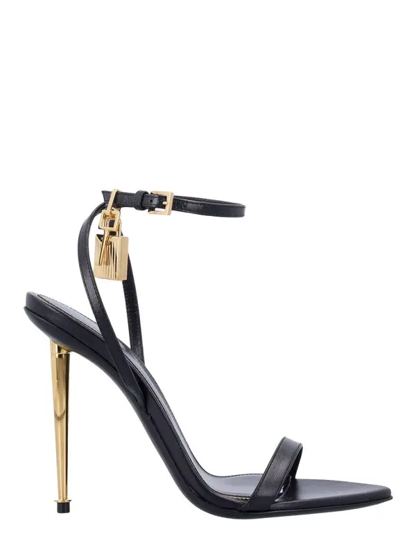 TOM FORD Black Leather Pointed-toe Buckle Sandals With Signature Metal Heel - Nero