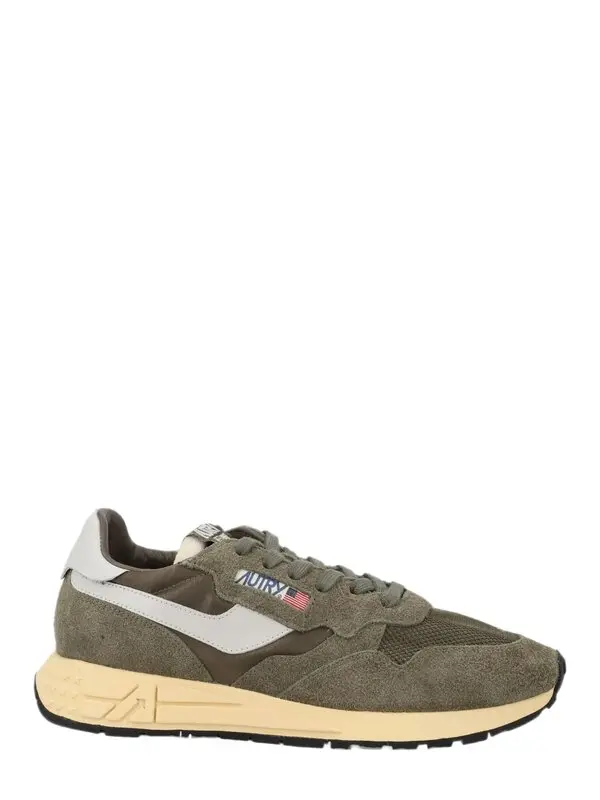 AUTRY Suede And Nylon Mesh Sneakers With Embroidered Tongue Detail - Verde