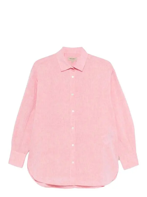 Woolrich Boyfriend Fit Linen Cotton Shirt - Rosso