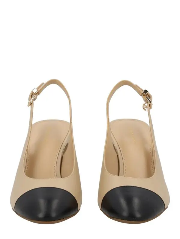 Michael Kors Slingback Heels With Cap Toe Detail - Brown
