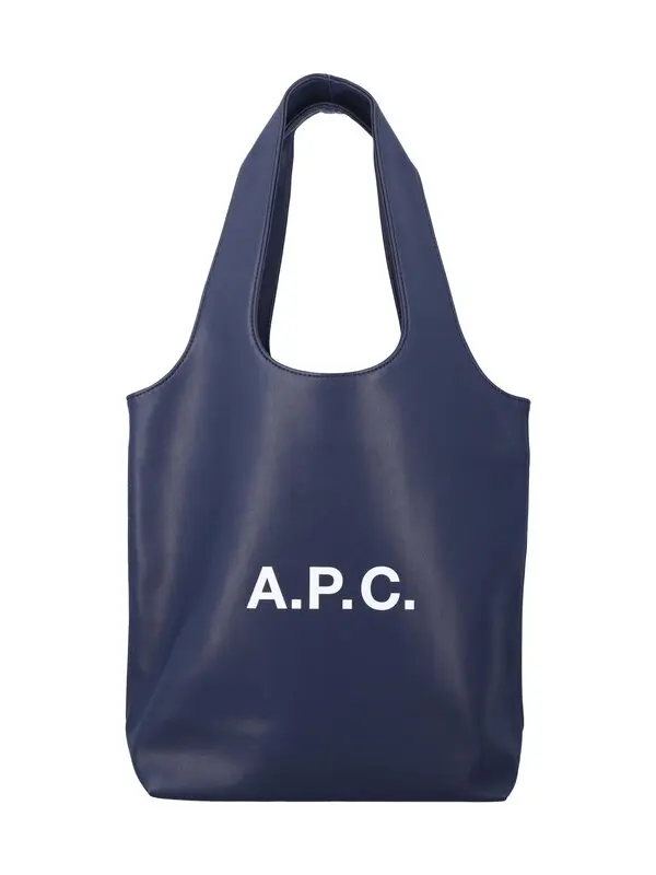 A.p.c. Mini Structured Top-handle Tote Bag With Logo - Blu