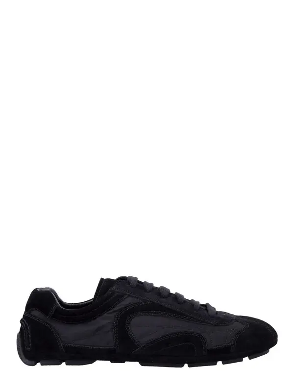 Prada Montecarlo Retro-inspired Recycled Material Lace-up Sneaker - Nero