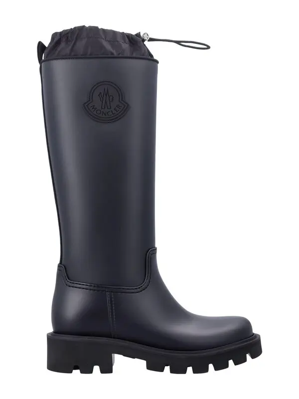 Moncler Knee-high Waterproof Boots With Drawstring Fastening - Nero