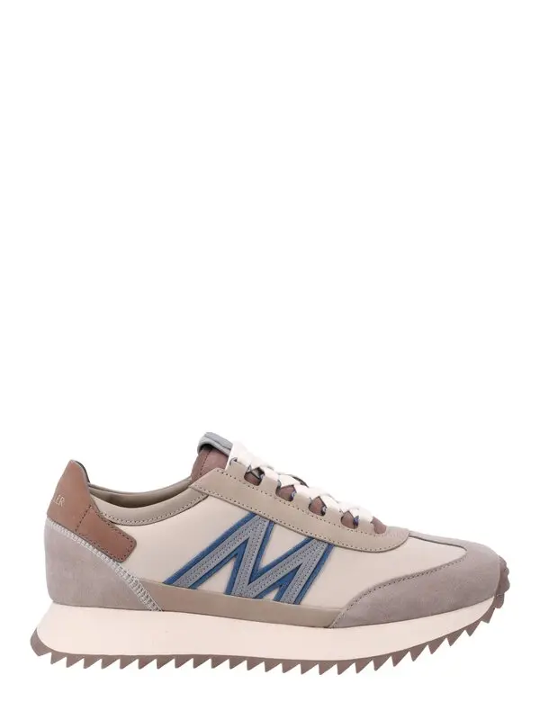 Moncler Monogram-embellished Leather And Nubuck Sneakers With Serrated Tr Sole - Beige