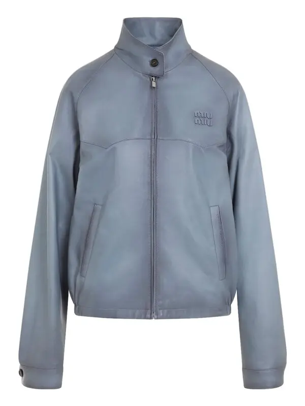 Miu Miu Lamb Leather Jacket - Blue