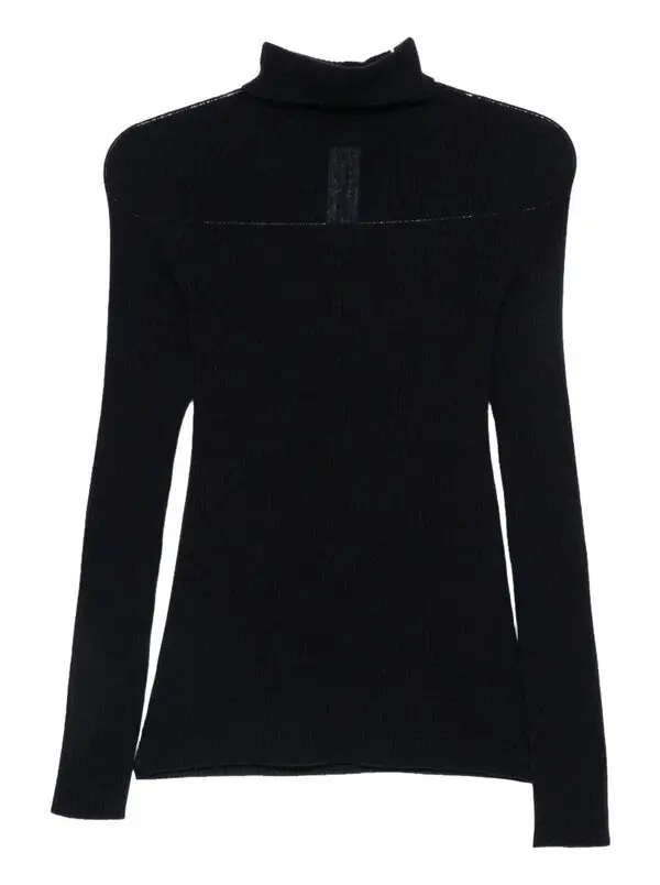 Fabiana Filippi Ribbed Wool Turtleneck Sweater - Blue