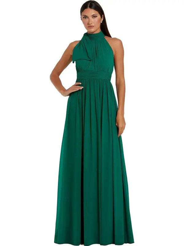 Mac Duggal Petite A Line Gown With High Neckline - Green