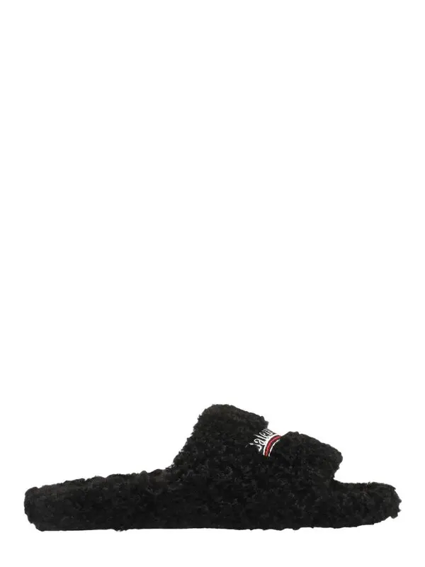 Balenciaga Furry Slides - Black