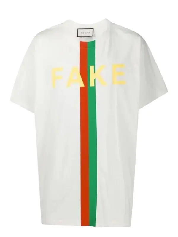 Gucci Oversize T-shirt With "fake" Print - White