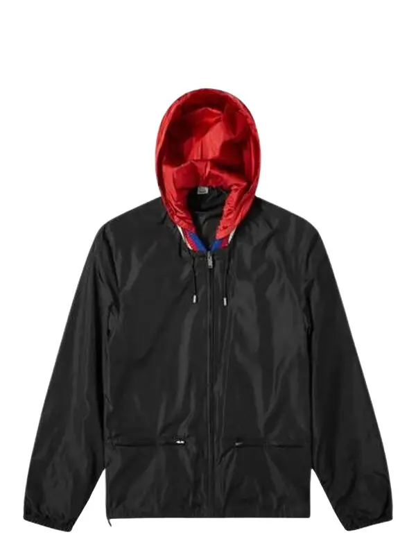 Gucci Nylon Logo Hooded Windbreaker - Black