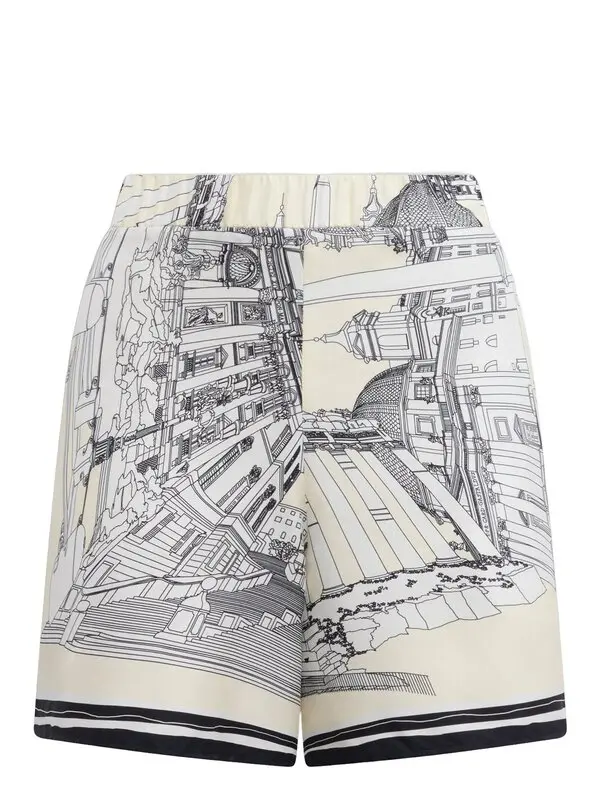 CALLAS MILANO Ps25 Juvia Rome Silk Print Shorts - White
