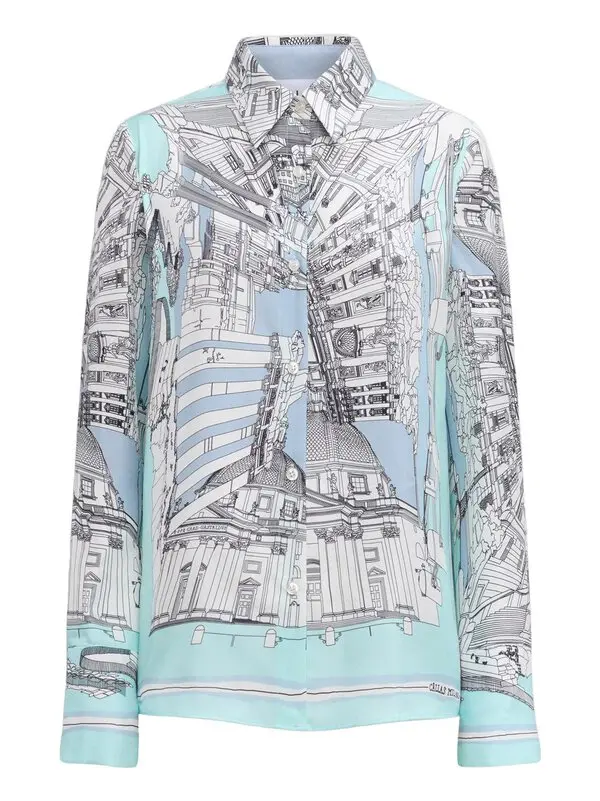 CALLAS MILANO Ps25 Cameron Rome Silk Twill Shirt - Turquoise