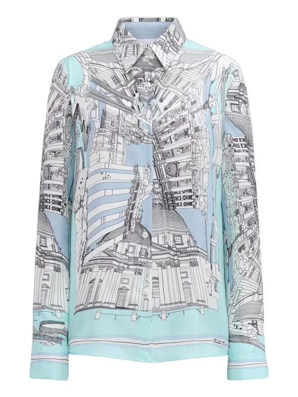 CALLAS MILANO Ps25 Cameron Rome Silk Twill Shirt - Turquoise