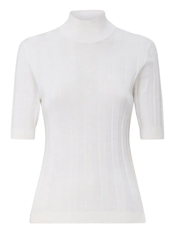 CALLAS MILANO Permanent Collection Jordyn Ribbed Mock Neck Sweater - White