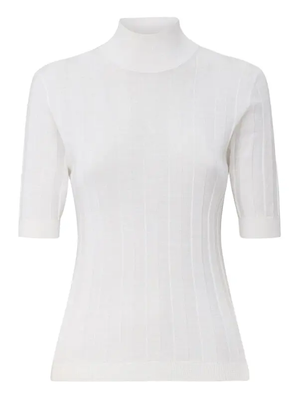 CALLAS MILANO Permanent Collection Jordyn Ribbed Mock Neck Sweater - White