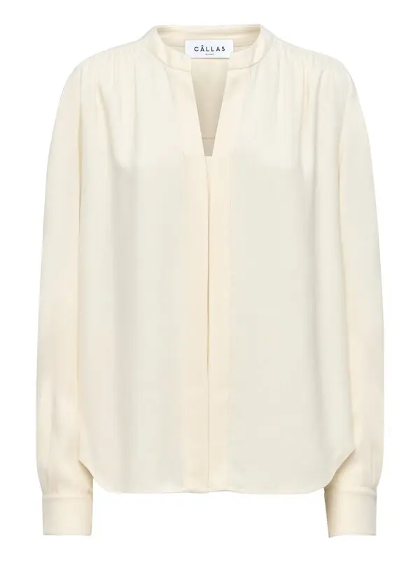 CALLAS MILANO Permanent Collection Athena Long Sleeve Crewneck Top - Ivory