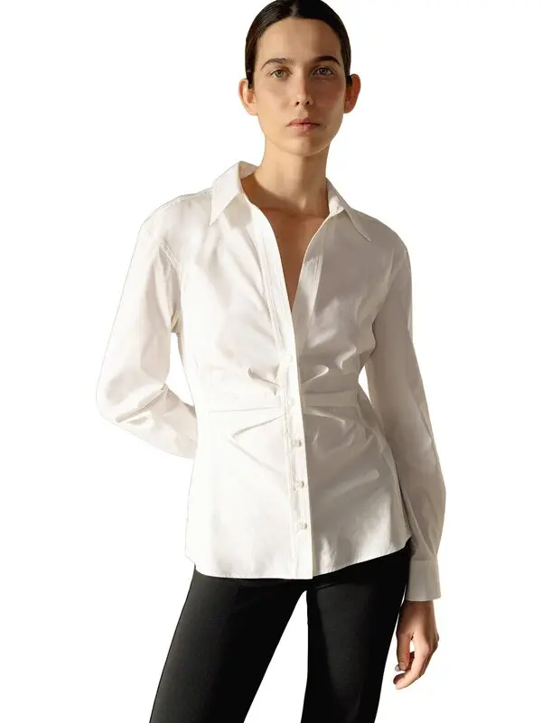 CALLAS MILANO Permanent Collection Savile Stretch Poplin Shirt - White