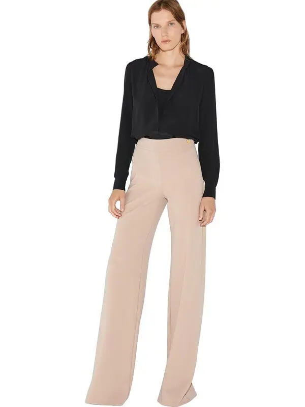 CALLAS MILANO Anouk Wide Leg Crepe Trousers - Taupe