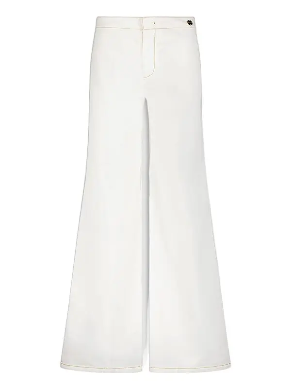 CALLAS MILANO Permanent Collection Jane Organic Light Twill Flare Leg Trousers - White