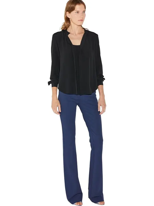 CALLAS MILANO Olympia Silk Crewneck Top - Black