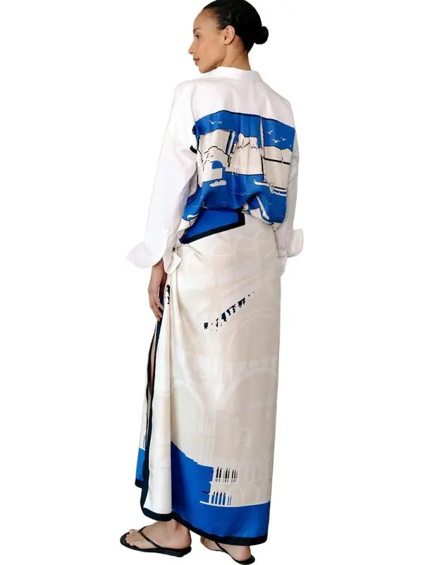 CALLAS MILANO Ss26 Sirene Scarf Back Shirt - White/lagoon