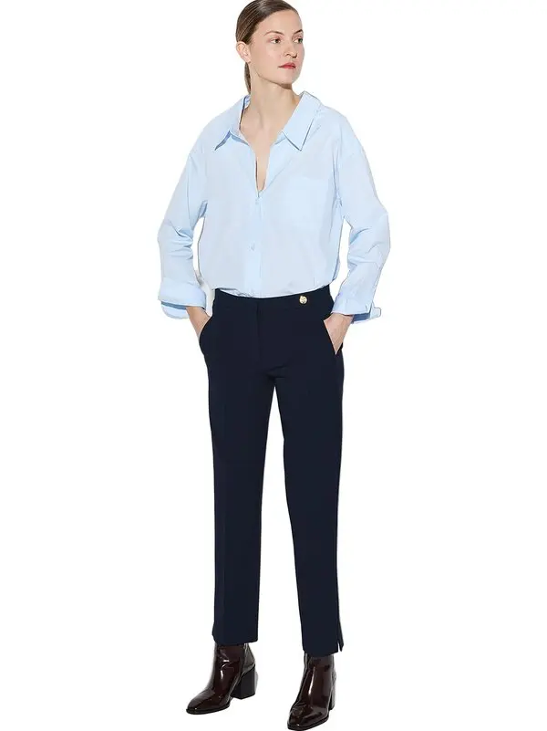 CALLAS MILANO Permanent Collection Charlotte Stretch Crepe Ankle Pants - Navy