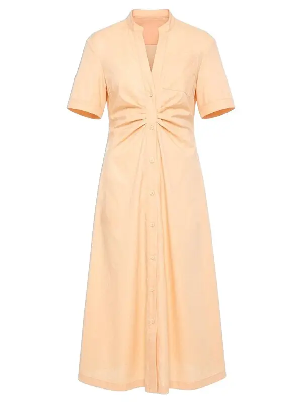 CALLAS MILANO Ss26 Noor Short Sleeve Button Front Midi Shirtdress - Pale Orange
