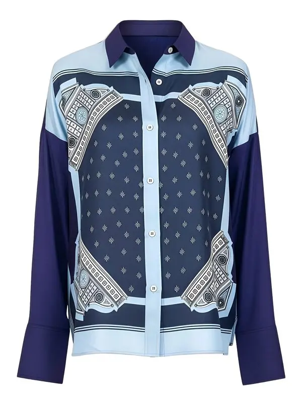 CALLAS MILANO Ps26 Sirene Scarf Front Shirt - Ocean/navy