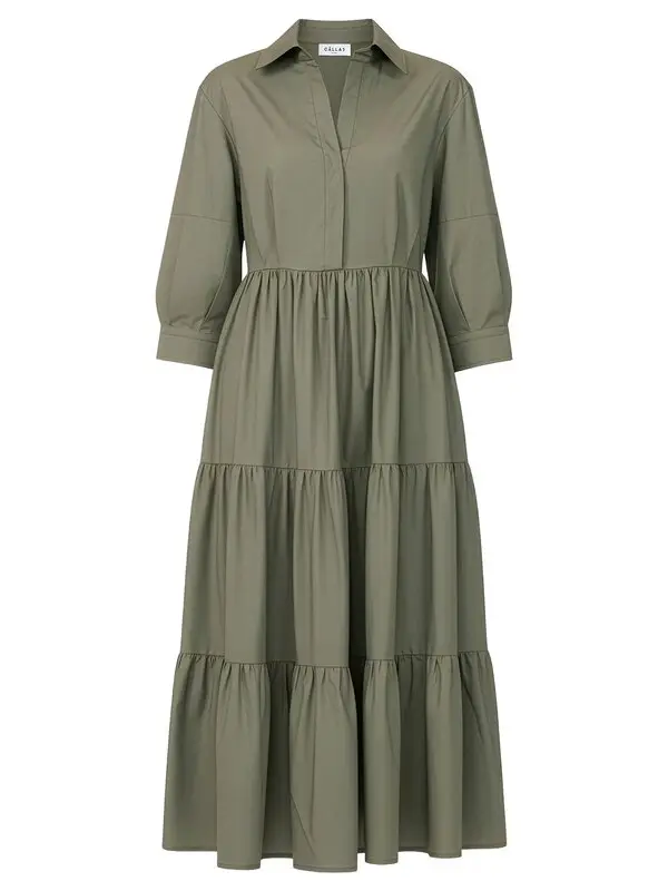 CALLAS MILANO Ps26 Marseille Tiered Shirtdress - Olive