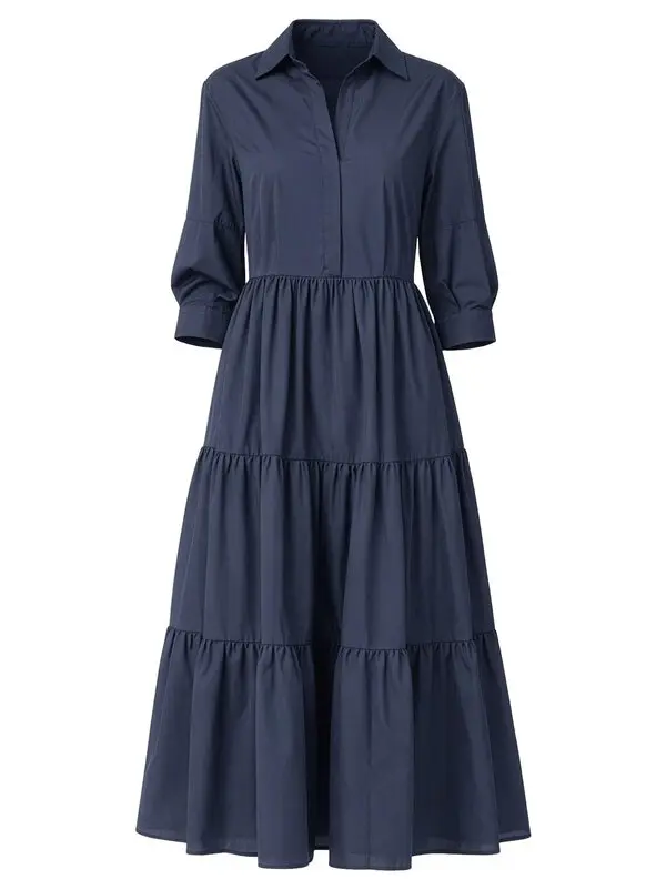 CALLAS MILANO Ps26 Marseille Tiered Shirtdress - Navy