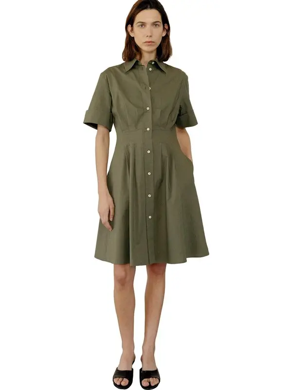 CALLAS MILANO Ps26 Bergamo Fit And Flare Shirtdress - Olive