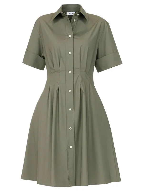 CALLAS MILANO Ps26 Bergamo Fit And Flare Shirtdress - Olive