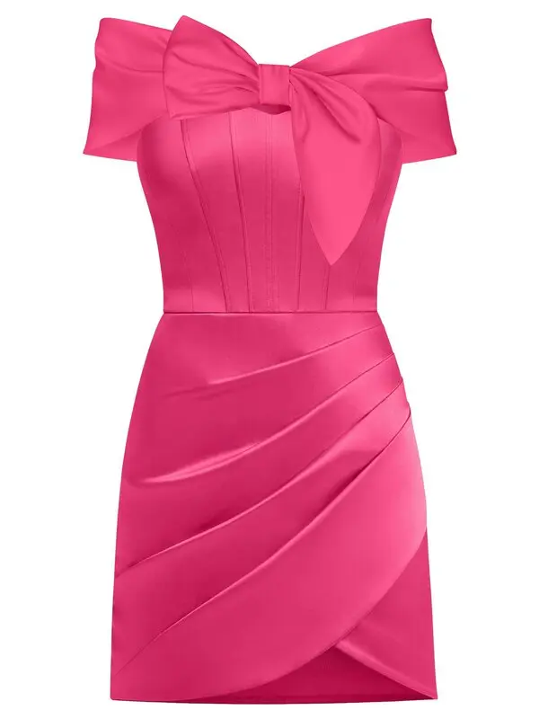 TIA DORRAINE A Touch Of Glamour Off-shoulder Mini Dress – Hot - Pink