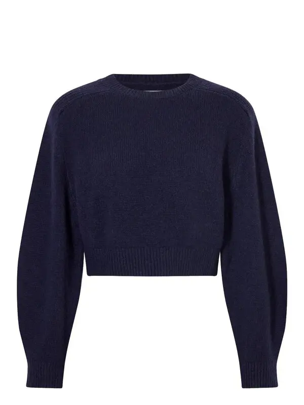 Khaite Masie Cropped Wool And Cashmere-blend Sweater - Blue