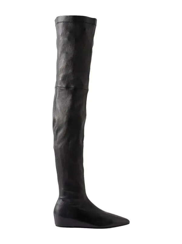 HERBERT LEVINE All In All Leather Over-the-knee Boots - Black