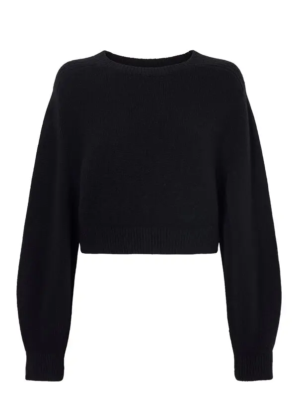 Khaite Masie Cropped Wool And Cashmere-blend Sweater - Black